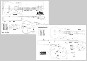 set of 2 plans - concert & tenor ukuleles - full scale prints