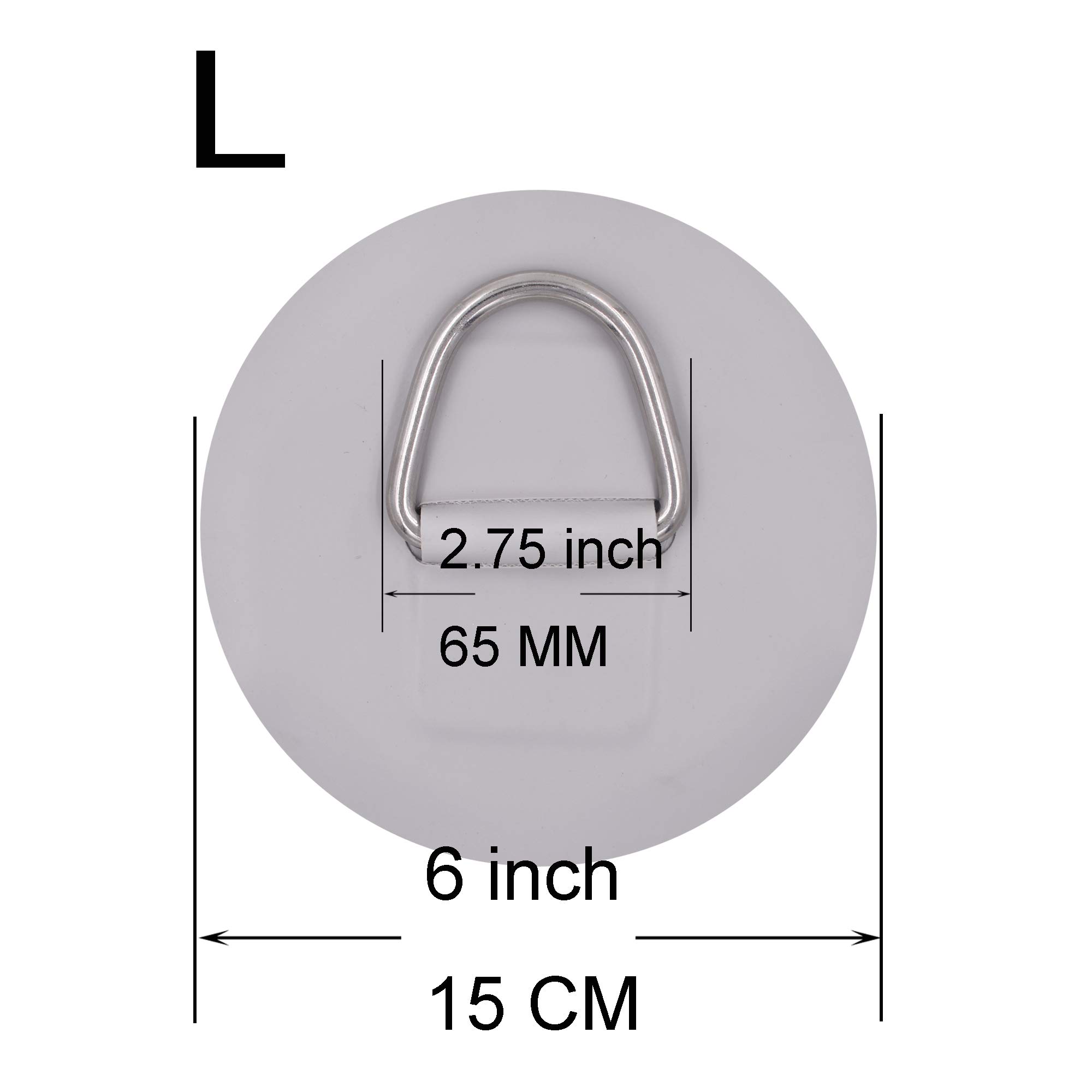 YYST 1 pcs Stainless steel D-ring Pad PVC D Patch for PVC Inflatable Boat Raft Dinghy Kayak SUP (L)