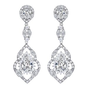 selovo cubic zirconia bridal teardrop dangle earrings silver tone vintage earrings with clear