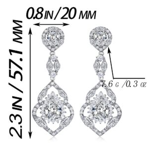 SELOVO Cubic Zirconia Bridal Teardrop Dangle Earrings Silver Tone Vintage Earrings with Clear