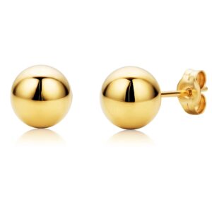 14k yellow gold ball stud earrings, 10mm