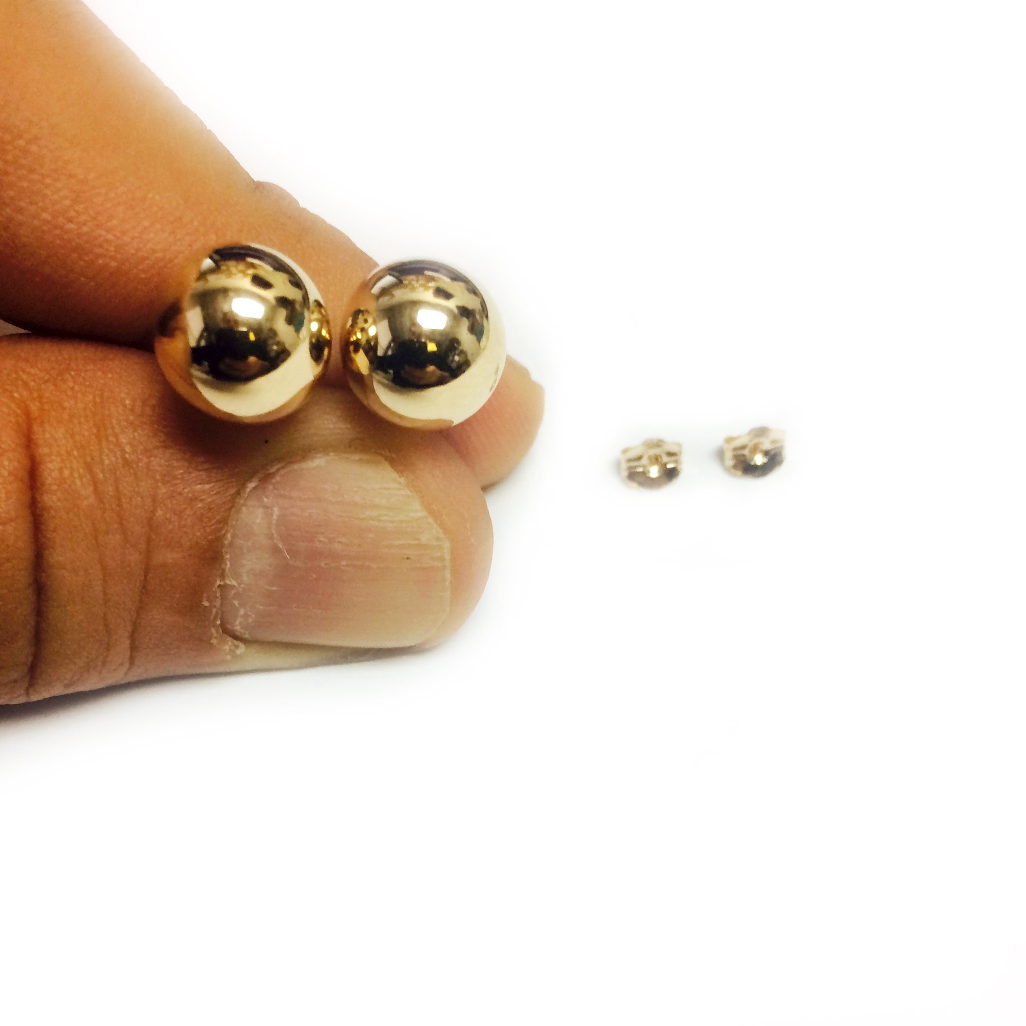 14K Yellow Gold Ball Stud Earrings, 10mm