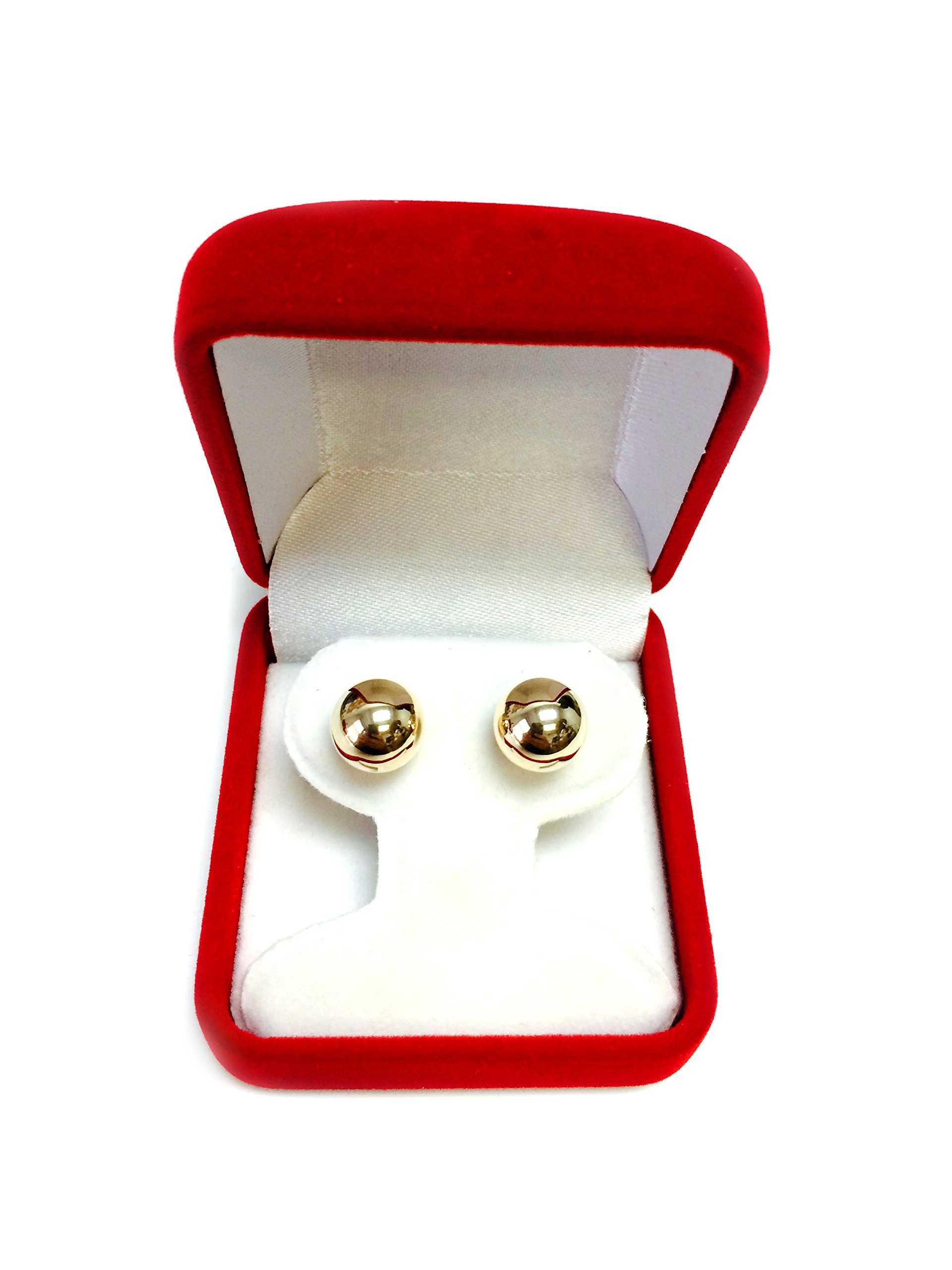 14K Yellow Gold Ball Stud Earrings, 10mm