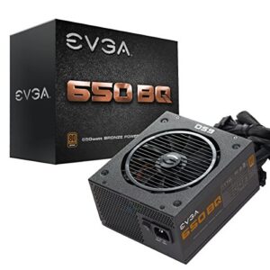 evga 650 bq, 80+ bronze 650w, semi modular, 5 year warranty, includes free power on self tester, power supply 110-bq-0650-v1