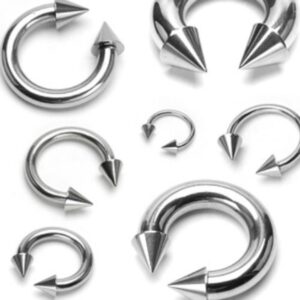 lobal domination 1pc of 18g thru 2g surgical steel circular horseshoe barbell with spikes lip septum (10g (2.4mm) - 1/2" (12mm) - 6mm)