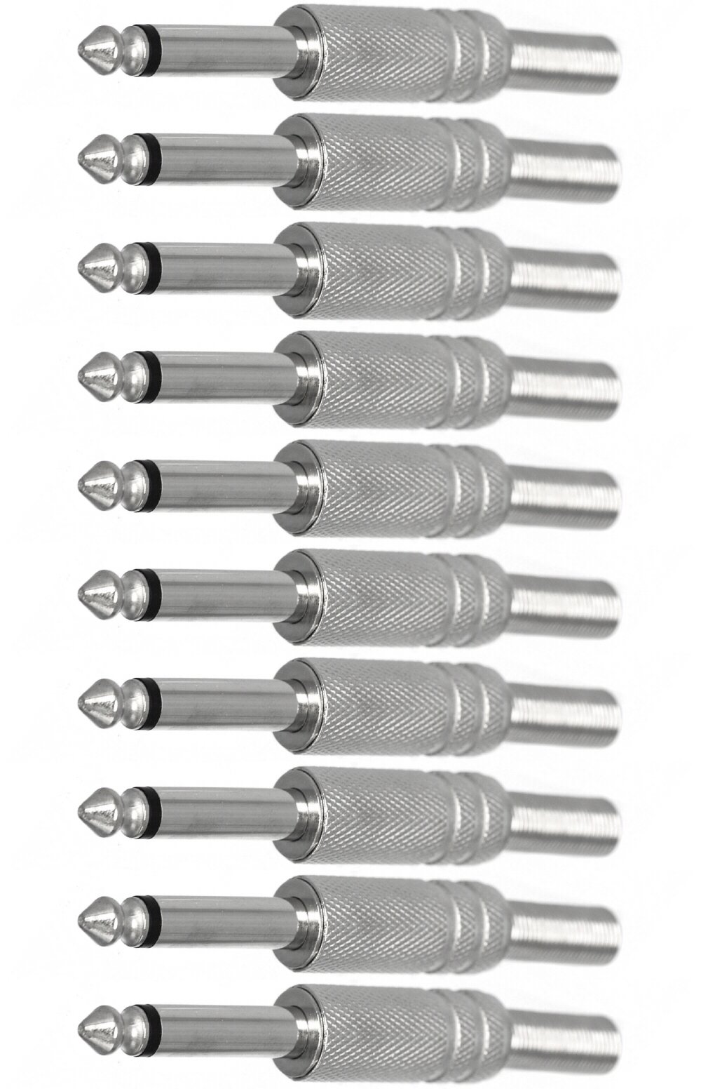 CESS 1/4 Inch TS Audio Phono Tone Male Plug Cable Connector - 1/4" 6.35mm TS Guitar Cable Plug (jcx) (10 Pack)