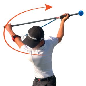 the most important stretch in golf - a device, golf stretch, golf exercise, golf swing train in one motion. perfect practice warm-up. shaft for strength, rhythm, golf stretching device. indoor/outdoor