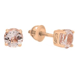 dazzlingrock collection 5mm each round morganite solitaire stud earrings for women in 18k rose gold in screw back