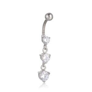 candyfancy 14g dangly belly button rings surgical steel gem navel rings dangle triple round cz barbell belly piercings jewelry