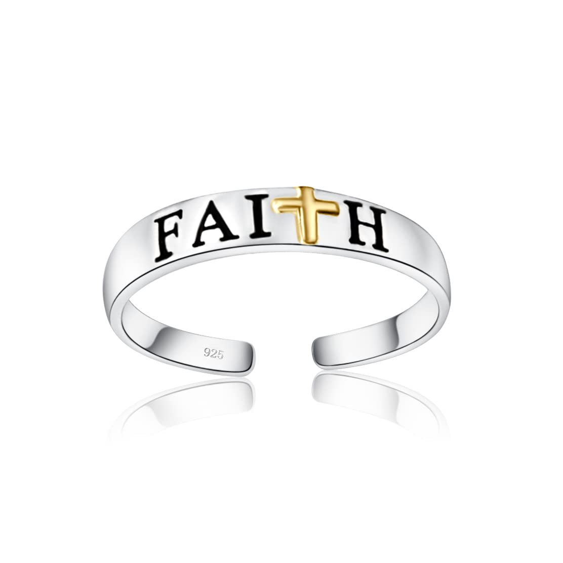 Hoops & Loops Sterling Silver Two Tone Faith Toe Ring