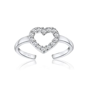 hoops & loops sterling silver cubic zirconia heart toe ring