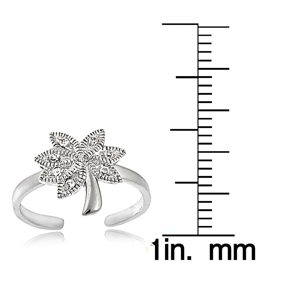 Hoops & Loops Sterling Silver Cubic Zirconia Palm Tree Toe Ring