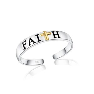 Hoops & Loops Sterling Silver Two Tone Faith Toe Ring