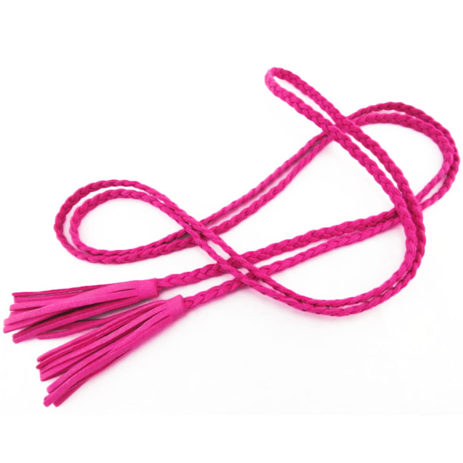 Nanxson Women's Waist Belt Woven Tassels Chain Belt Skinny Belt for Skirt Dress PDW0042 (rose red)