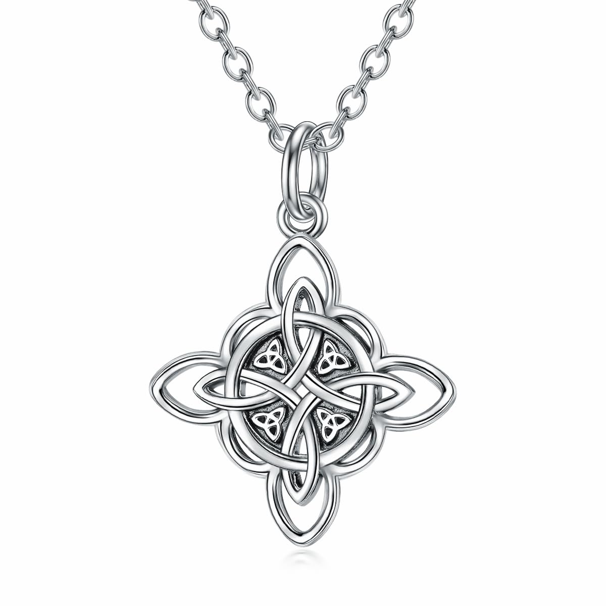 YFN Witch Knot 925 Sterling Silver Witch Knot Pendant Celtic Jewelry Gift for Women