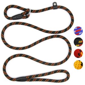 coolrunner durable dog slip rope leash, 5 ft dog training leash, strong slip lead, standard adjustable pet slipknot leash for small medium dogs(10-80 lb) black