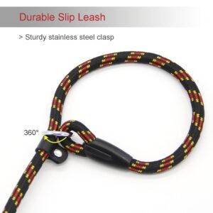 Coolrunner Durable Dog Slip Rope Leash, 5 FT Dog Training Leash, Strong Slip Lead, Standard Adjustable Pet Slipknot Leash for Small Medium Dogs(10-80 lb) Black