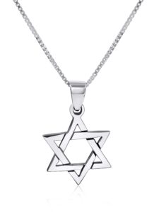 ajdesign star of david necklace pendant 925 sterling silver jewish jewelry for men women religious (18 inches chain)