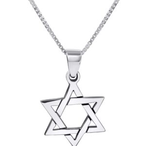 AJDesign Star of David Necklace Pendant 925 Sterling Silver Jewish Jewelry for Men Women Religious (18 Inches Chain)