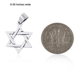 AJDesign Star of David Necklace Pendant 925 Sterling Silver Jewish Jewelry for Men Women Religious (18 Inches Chain)