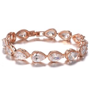 selovo teardrop rose gold tone chain tennis bracelet for women lady