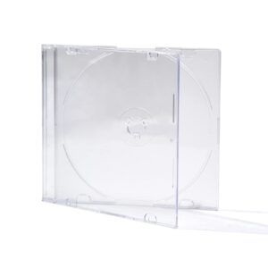 maxtek ultra thin 5.2mm slim clear cd jewel case with built in frost clear tray, 100 pack.