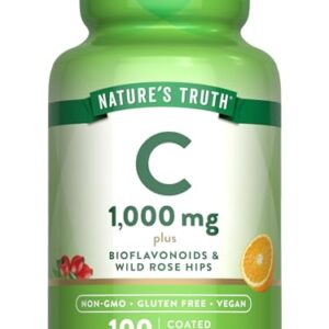 Vitamin C Bioflavonoids & Rose Hips | 1000mg | 100 Caplets | Vegetarian, Non-GMO, Gluten Free | by Nature's Truth