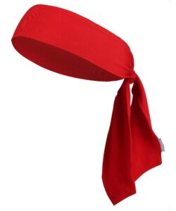 tough headwear tie headband for men - tennis headband for women, sweat band for workout, running, football, basketball, athletics - red