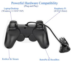 USB Wired Game Controller for Windows PC/Raspberry Pi Remote Controller Gamepad Gaming Joystick Dual Vibration Joypad for Laptop Desktop Computer(Windows 11/10/8/7) & Steam/Roblox/RetroPie/RecalBox