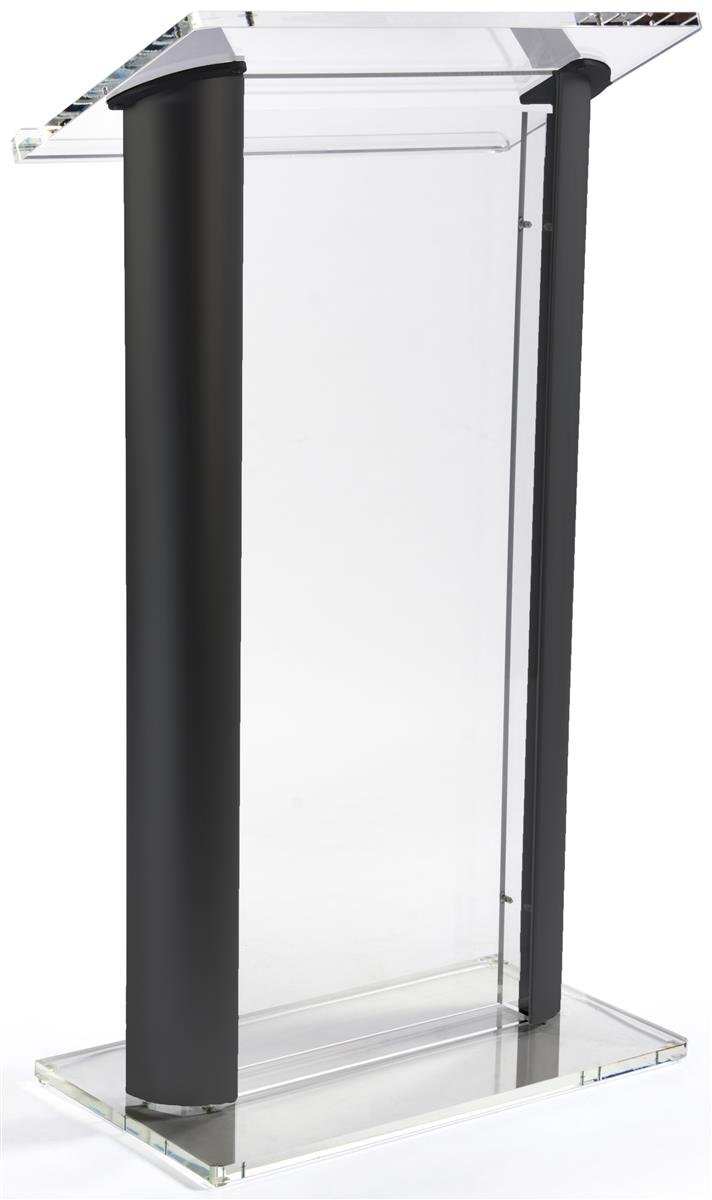 Displays2go Acrylic Podium, Aluminum Sides, Acrylic Front Panel, Black (LECTALACB)