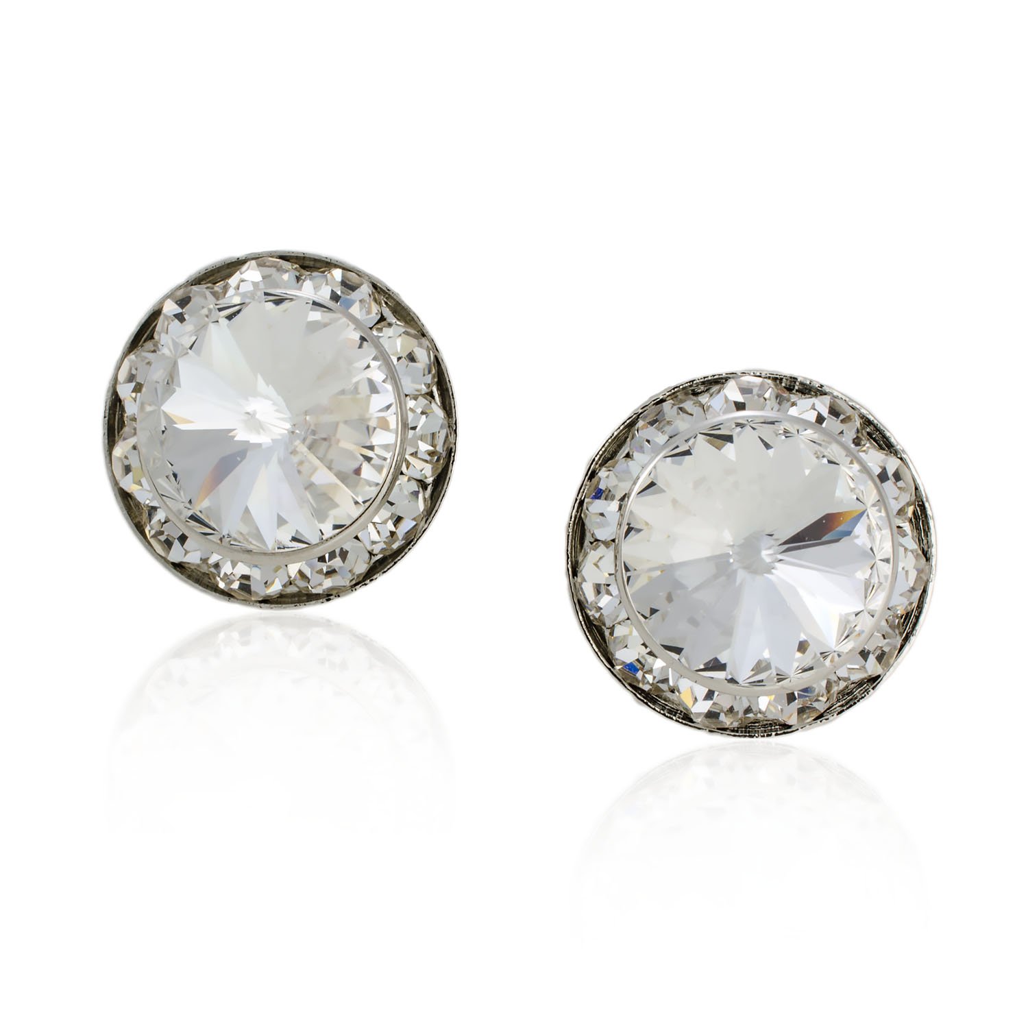 PammyJ 15mm Crystal CLIP-ON Earrings (Clear)