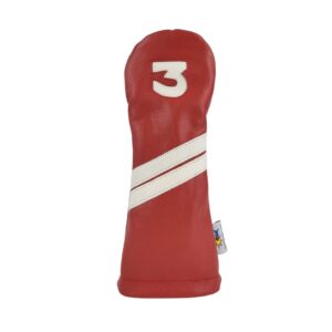 sunfish red and white leather fairway golf club headcover 3 wood