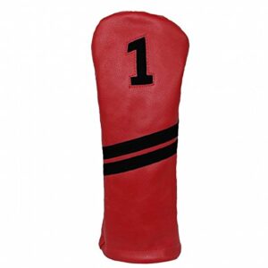 sunfish leather golf headcover driver red and black