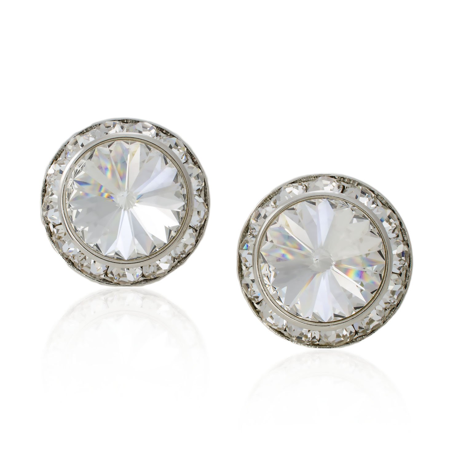 PammyJ Clear 20mm Crystal Framed CLIP-ON Earrings