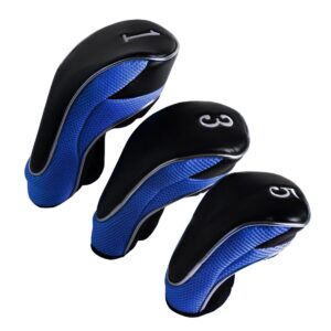 andux golf 460cc driver fairway wood club head covers hook & loop set of 3