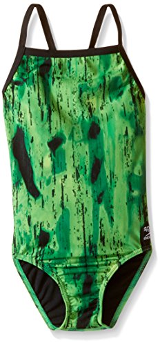 Speedo Girl's Swimsuit One Piece Endurance+ Flyback Printed Youth Team Colors - Manufacturer Discontinued