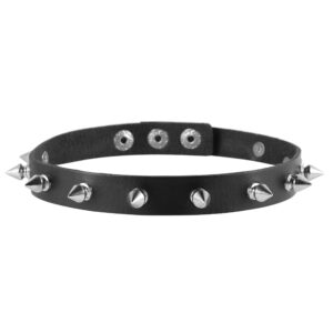 hzman fashion women men cool punk goth metal spike studded leather collar choker necklace black