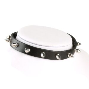 HZMAN Fashion Women Men Cool Punk Goth Metal Spike Studded Leather Collar Choker Necklace Black