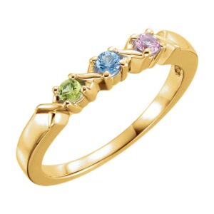 family xo mothers ring 3 4 or 5 birthstones 10k white or yellow gold