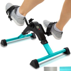 vive under desk bike pedal exerciser - foot pedal exerciser - foldable portable quiet foot, hand, arm, leg exercise pedaling machine lcd display, adjustable tension, fitness rehab gym equipment