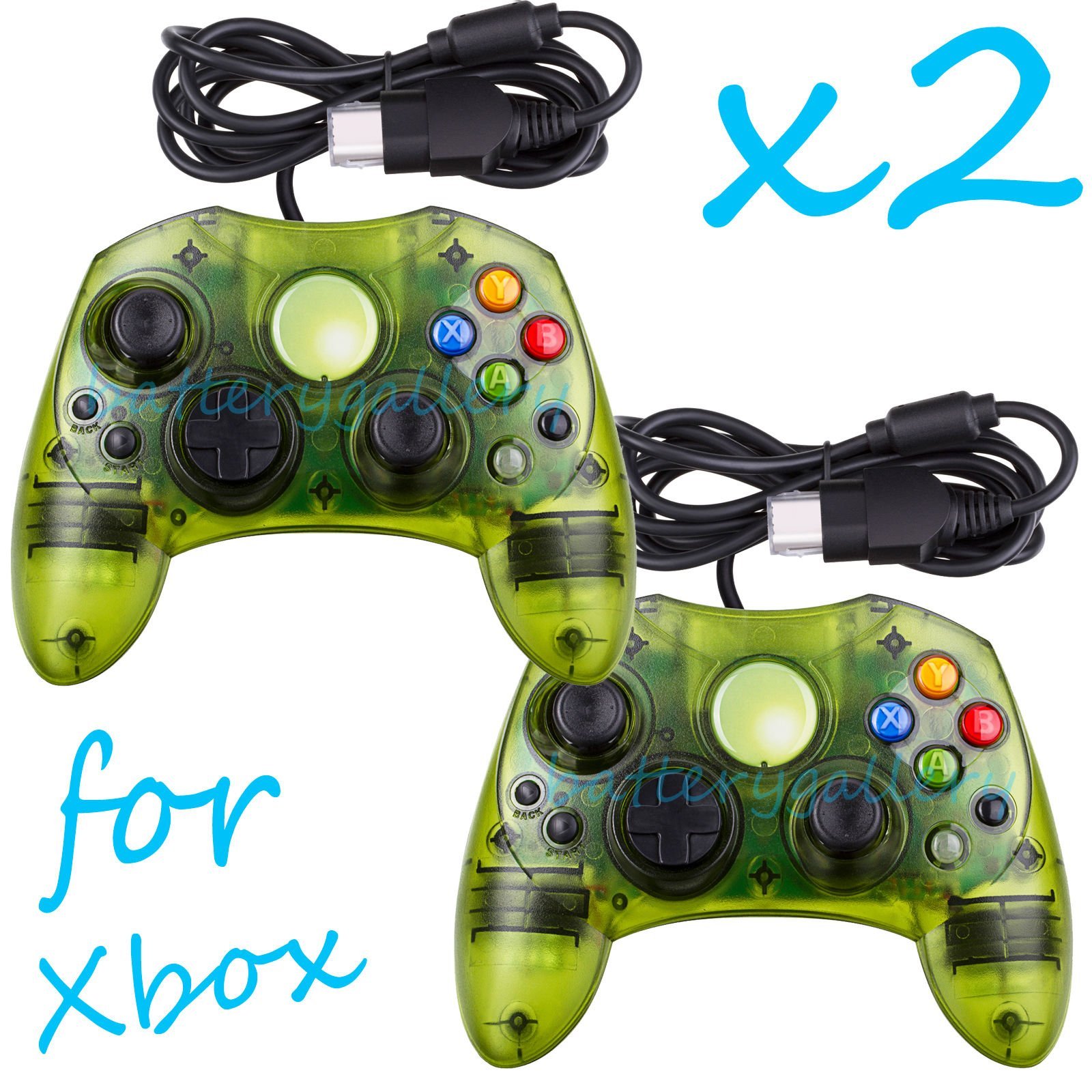 Mascarello® 2 LOT NEW GREEN Controller Control Pad for Original Microsoft XBOX X BOX System