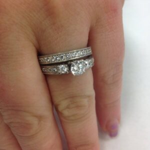 1 1/4Ct Vintage Diamond Engagement Wedding Ring Set 14K White Gold - Size 7.5