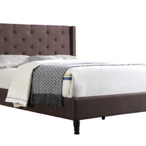 Home Life Premiere Classics Cloth Brown Linen 51" Tall Headboard Platform Bed with Slats Full - Complete Bed 5 Year Warranty Included 007