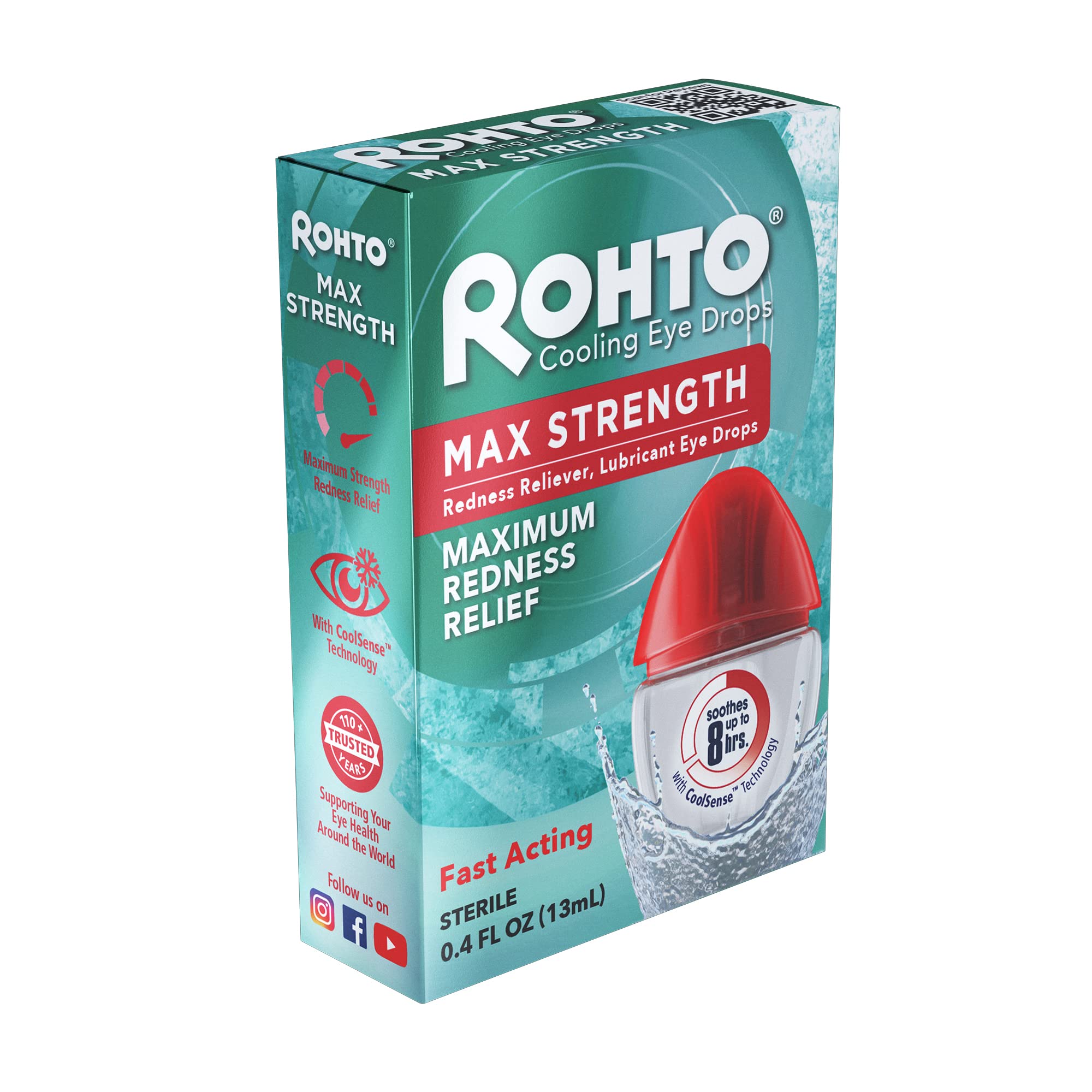 Rohto Maximum Redness Relief Cooling Eye Drops (Pack of 6)