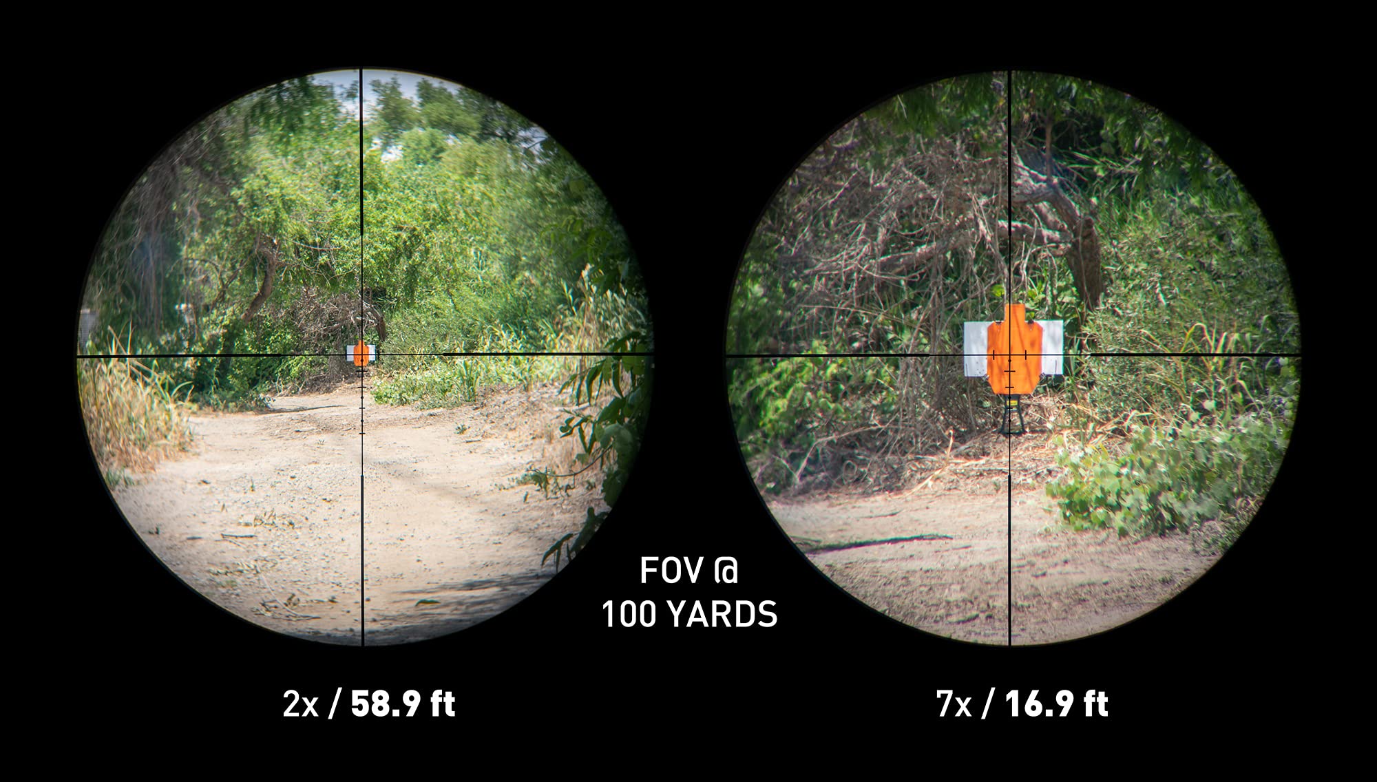 Monstrum 2-7x32 Rifle Scope with Rangefinder Reticle and Medium Profile Scope Rings | Black