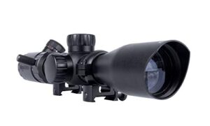 monstrum 3-9x32 rifle scope with rangefinder reticle and medium profile scope rings | black