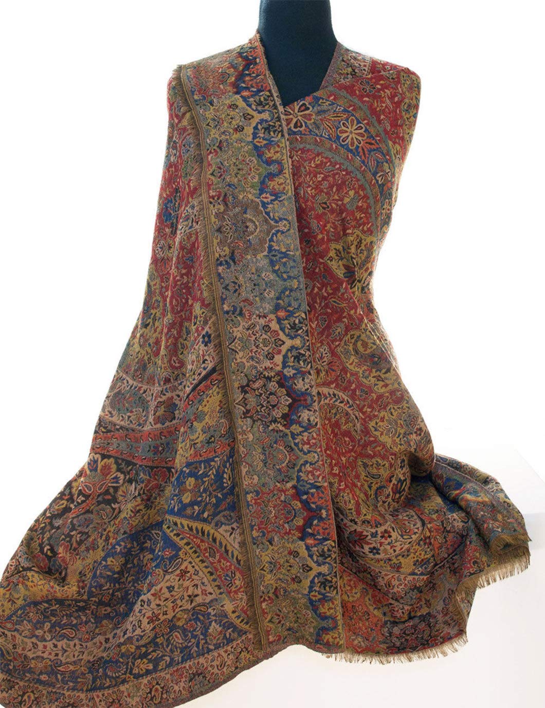 Large, Superior Kani Shawl. Paisley Jamawar from India. Warm, Heavy & Very Detailed