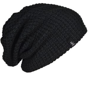 forbusite mens slouchy long oversized beanie hat black knit cap for summer winter