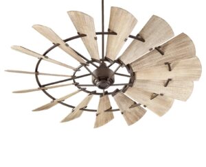 quorum 97215-86 indoor windmill ceiling fan in oiled bronze with weathered oak blades