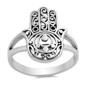 filigree hand of god hamsa ring new .925 sterling silver band size 8